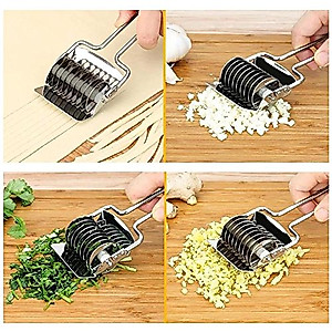 Mangocore 16x7x3.1cm High Grade Stainless Steel Noodle Lattice Roller Docker Dough Cutter Pasta Spaghetti Maker for Kitchen Cooking Tools