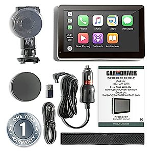 Car and Driver INTELLIDASH with Apple Carplay and Android Auto, 7'' IPS Touchscreen Multimedia Player with Bluetooth, Mirror Link, SiriusXM, Google, Siri Assistant Dash or Windshield Mounted (Wired)