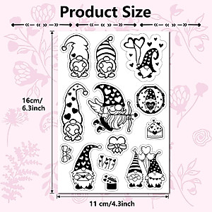 CRASPIRE Gnome Clear Rubber Stamp Valentine's Day Dwarf Couple Heart Vintage Retro Transparent Silicone Seals Stamp for Journaling Card Making DIY Scrapbooking Handmade Photo Notebook 6.3 x 4.3inch