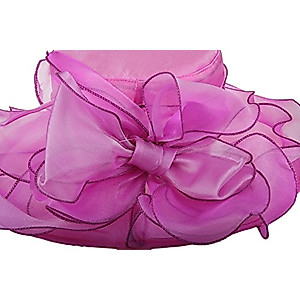 DANTIYA Women's Kentucky Derby Sun Hat Church Cocktail Party Wedding Dress Organza Hat (Rose)