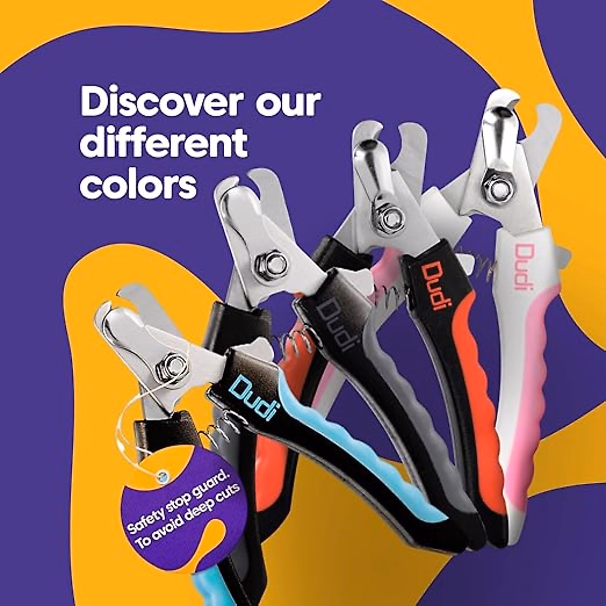 Dudi Pet Nails Clippers for Cats and Nail File - Cat Nail Trimmers with Lock Guard - Razor Sharp Grooming Clipper Trimmer Blades for All Breed Sizes - White Pink - Big