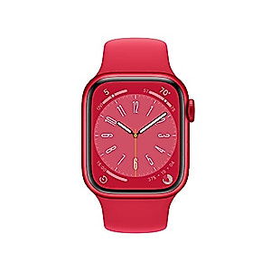 Apple Watch Series 8 [GPS 41mm] Smart Watch w/ (Product) RED Aluminum Case with (Product) RED Sport Band - M/L. Fitness Tracker, Blood Oxygen & ECG Apps, Always-On Retina Display, Water Resistant