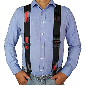 KUNN Suspenders for Men American Flag - 2 Inch Wide Heavy Duty Clips Adjustable Suspender
