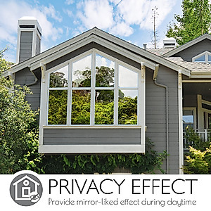 HIDBEA One Way Window Film Non-Adhesive, Heat Control Sun Blocking Daytime Privacy Glass Films, Reflective Self Static Cling Mirror Window Tint for Home (Silver, 35.4 Inch x 16.4 Feet)