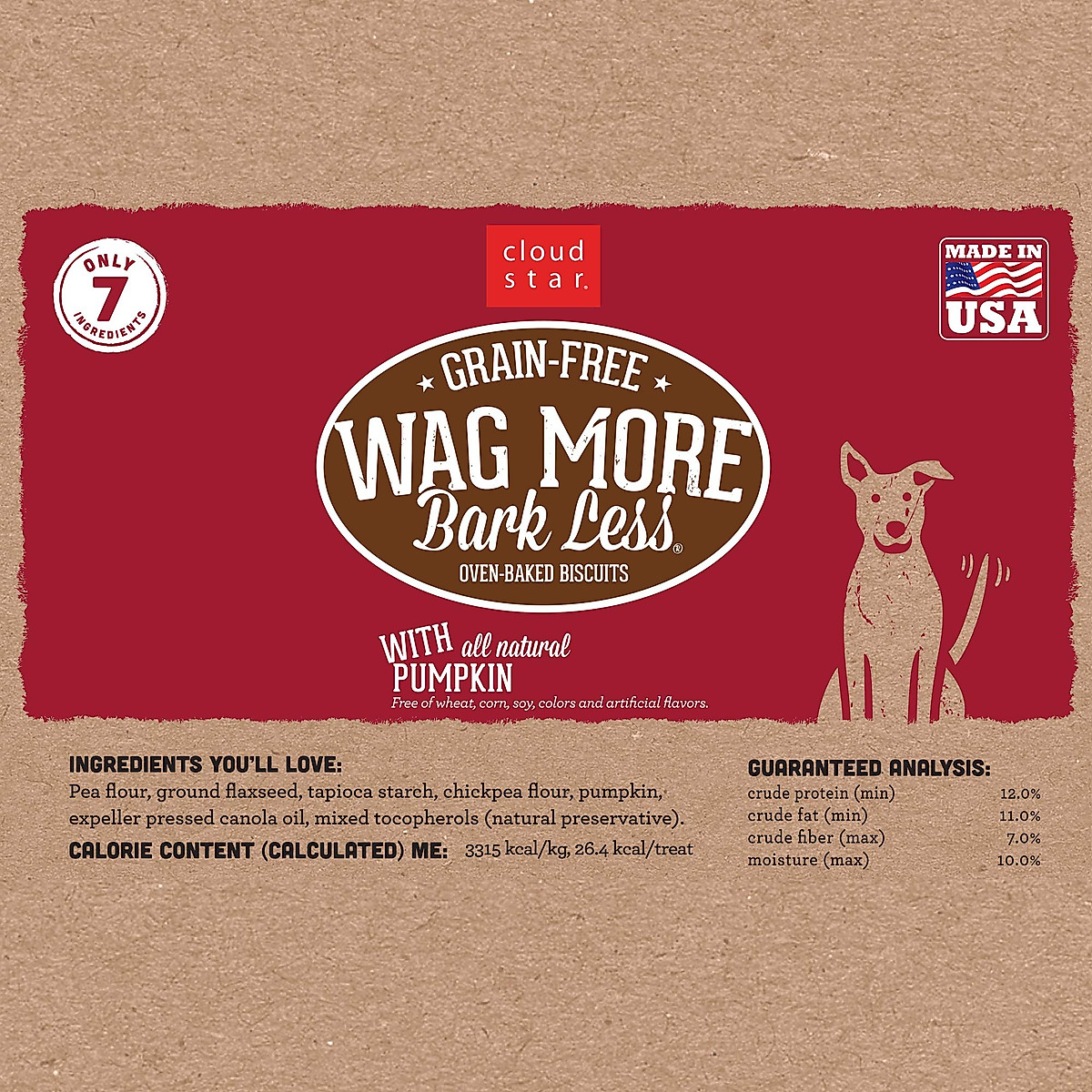 Cloud Star Wag More Bark Less Oven Baked Biscuits, Grain Free Crunchy Dog Treats, with Pumpkin - 19 lb.