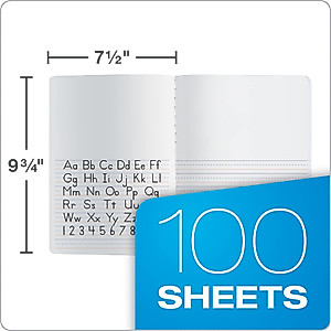 Oxford Primary Composition Notebooks, Kids Handwriting & Drawing Story Journal, Pre-K, Grades K-2, 100 Sheets/200 Pages, 9 3/4 x 7 1/2, 4/Pack (63784)