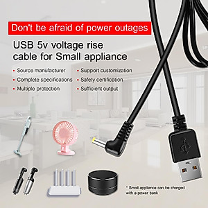 YAXIGE USB 5V to 12V DC Socket Mobile Cable 4mm x 1.7mm, Compatible with Dot Devices, USB Boost Converter Cable, Power Adapter Cable, LED Small Lighting, Small Fan Speaker