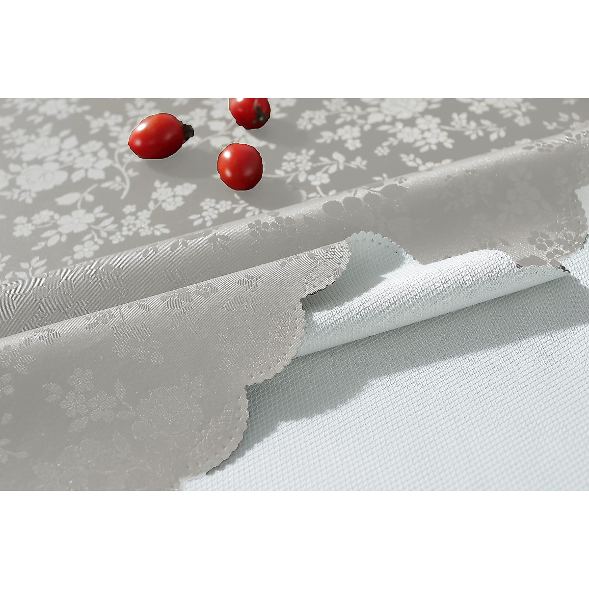 Jeloris Waterproof Vinyl Tablecloth, Rectangle Heavy Plastic Tablecloth, Wipeable Spillproof Oil-Proof Vinyl Table Cover for Kitchen Dining Room (Ivory, 60" x 120")