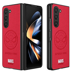 IRON SPIDER Case for Samsung Galaxy Z FOLD 5 5G, with Superhero character Compatible Galaxy Z FOLD 5 5G Leather Case RED