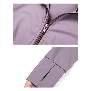 Flygo Women's Lightweight Athletic Full Zip Cropped Workout Running Jacket with Thumb Hole (Black, X-Large, x_l)