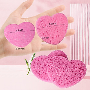 Facial Sponges Compressed Natural Cellulose Sponge Spunspon Round/Heart Shape Face Sponge for Face Cleansing Exfoliating and Makeup Removal 100 Count / 2 - Pack, Pink