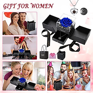 WALFITE Mothes Day rose Gifts for Women Preserved Rose Gifts for Girlfriend Preserved Real Rose with 100 Languages I Love You Necklace Mom Day Gifts for Her,Anniversary Romantic Gifts for Wife（Pink）