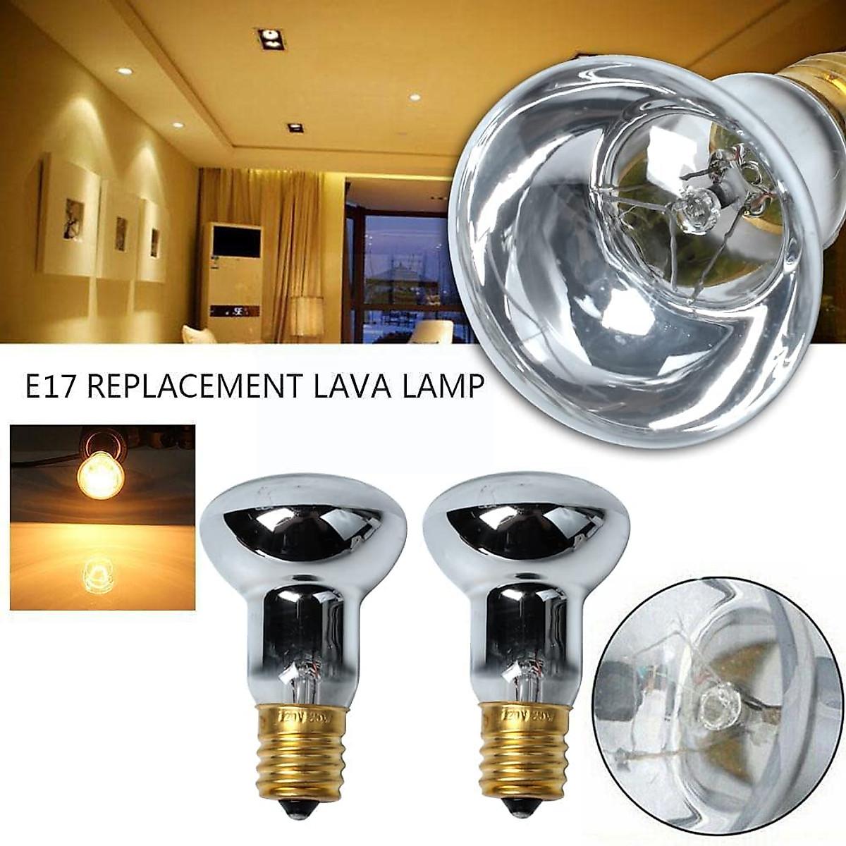 Upgraded Light Bulbs for Lava Lamps 25W 4 Pack Used in Light Bulb Bedroom and Office, 120v 25watt R12 R39 E17 Reflector Bulbs