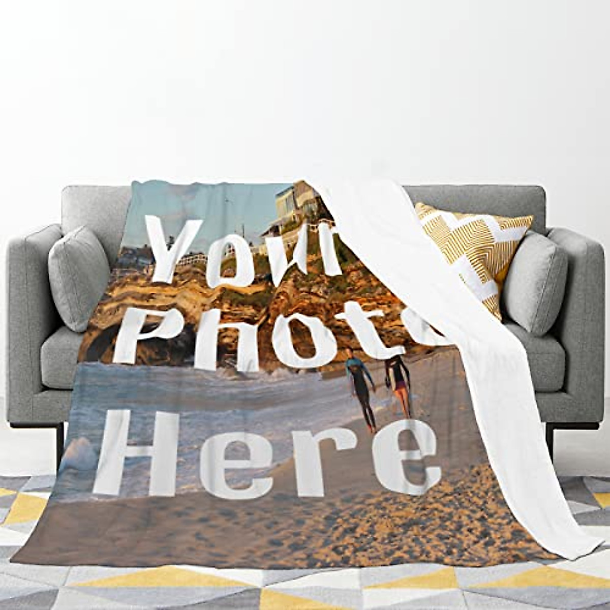 EZAIOT Custom Blankets with Photos Memorial Gifts Custom Blankets Personalized Throws 30"x40"