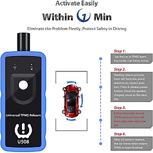 JDIAG TPMS Relearn Tool U508 Universal for Jeep, for Ford, for Chrysler, for Dodge and more Series Vehicles Tire Pressure Monitor Sensor TPMS Reset Activation Tool 2023 Edition (U508, A)