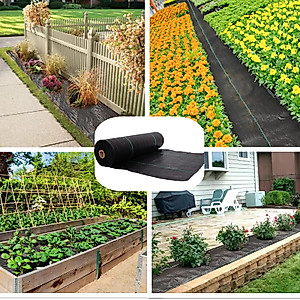 EXTRAEASY Garden Weed Barrier Landscape Fabric,Weed Block Fabric Heavy Duty 3.2OZ,Woven Mulch for Landscaping Ground Cover Weed Control Fabric, Black Garden Bed Liner (1.4ft x 50ft)