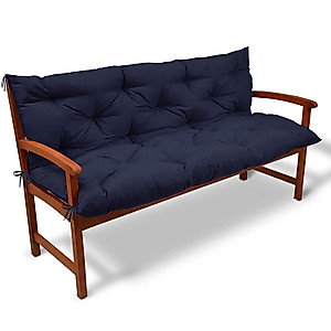 rlosqvee Bench Pads Outdoor Cushions, 2 or 3 Seater Waterproof Bench Cushion with Backrest, Porch Swing Replacement Cushions for Outdoor Furniture (Navy Blue 40 x 60 in)