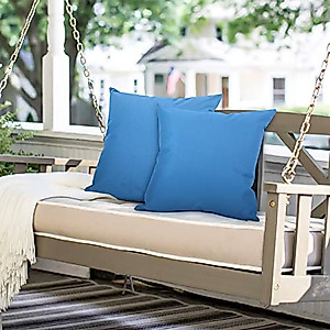 Lewondr Waterproof Outdoor Throw Pillow Cover, 2 Pack Solid PU Coating Throw Pillow Case UV Protection Garden Cushion Cover for Patio Sofa Couch Balcony 18"x18"(45x45cm) - Light Blue