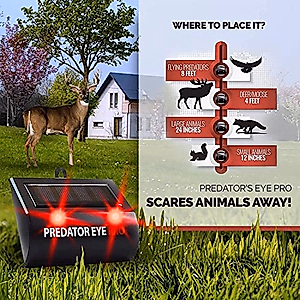 Predator Eye PRO - Aspectek - 4600sq ft Coverage w/Kick Stand Solar Powered Predator Light Deterrent Light Night Time Animal Control - 2 Pack
