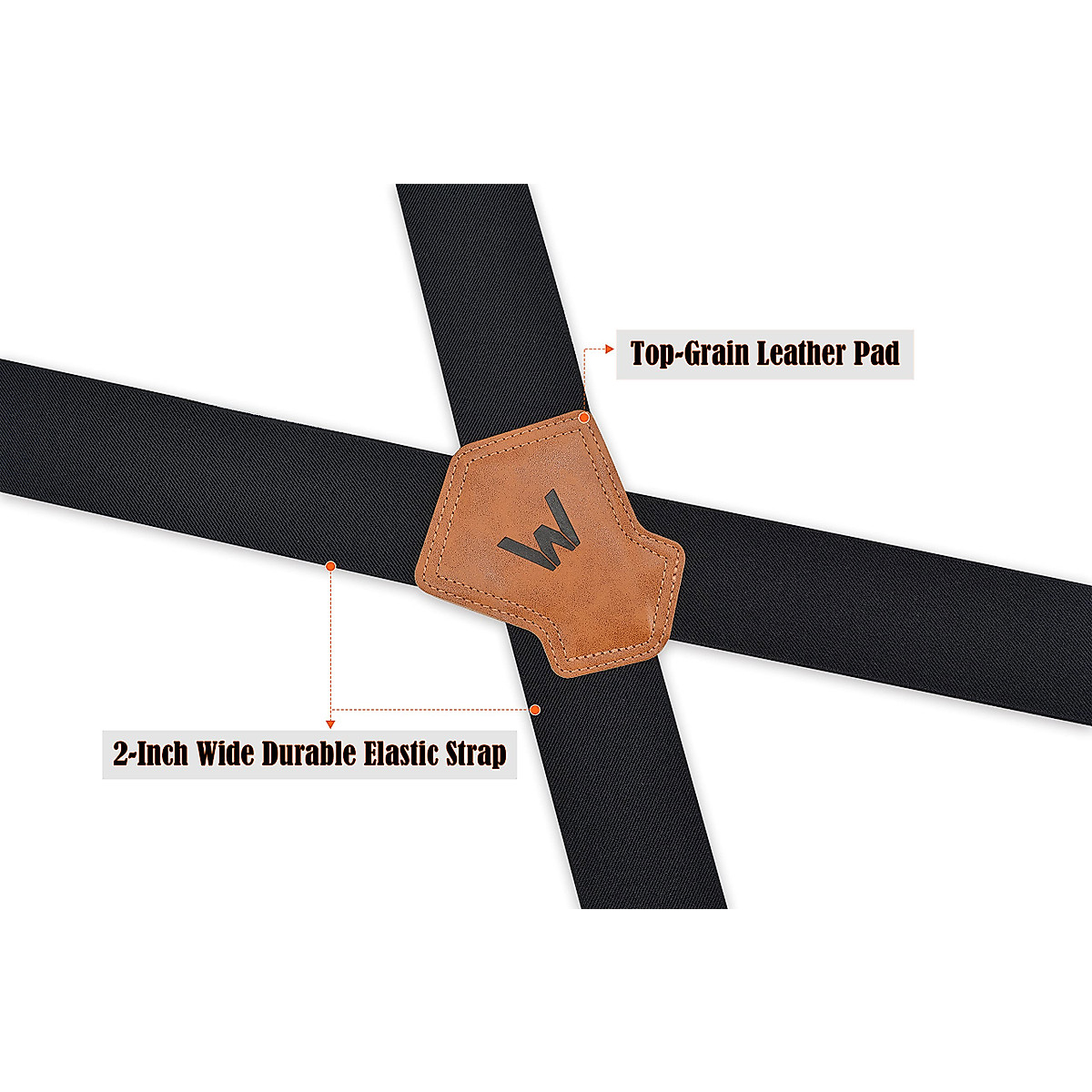 WELKINLAND 2Inch-Wide Full Elastic Suspenders, Heavy Duty Men's Work Suspenders with Hooks