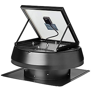 iLIVING HYBRID Ready Smart Thermostat Solar Roof Attic Exhaust Fan, 14", 1750 CFM, 2500 Coverage Area, Black