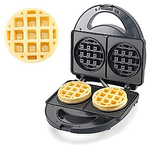 FineMade Double Mini Waffle Maker with 4 Inch Dual Non Stick Surfaces, Excellent Small Waffle Iron for Families, Kids and Individuals