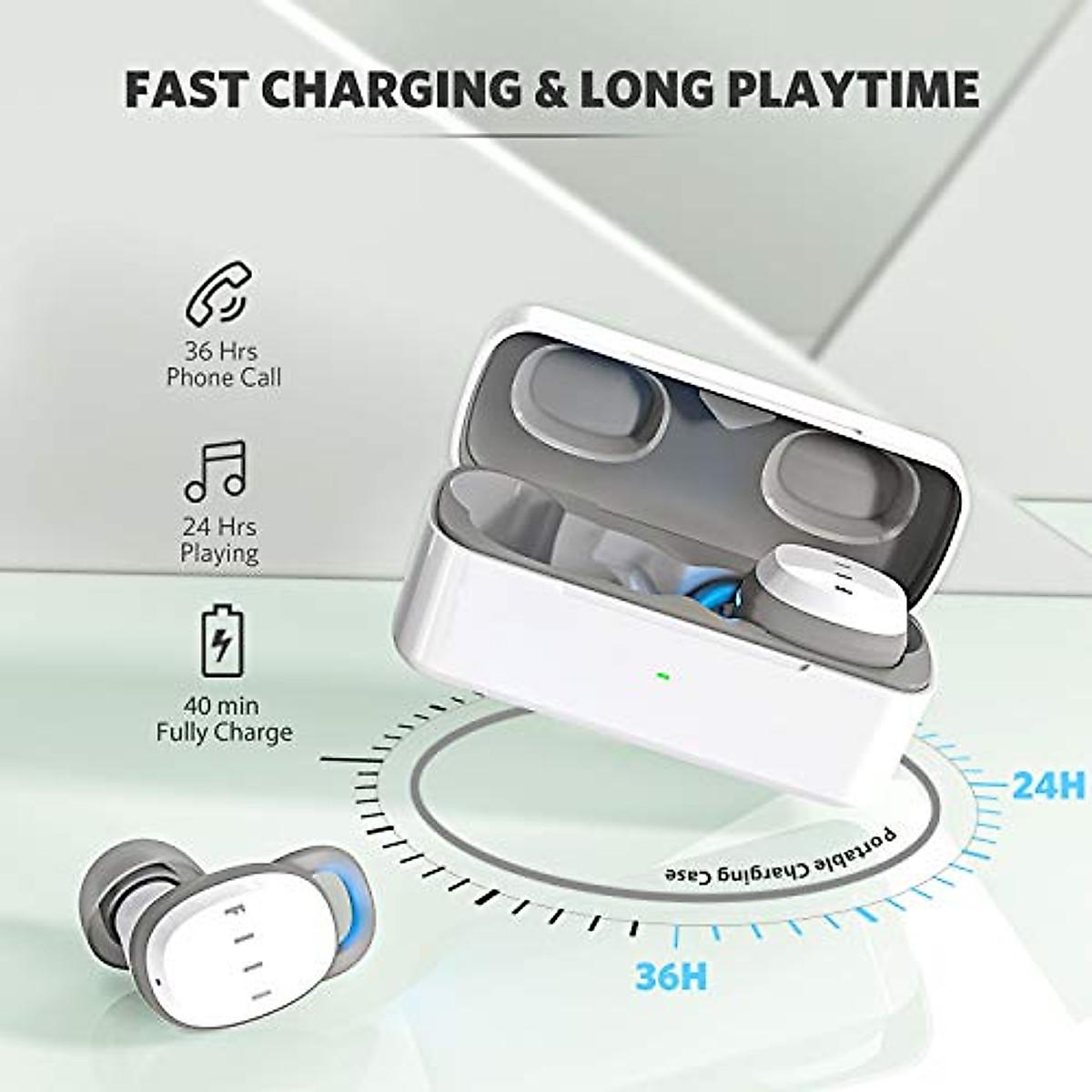 Bluetooth Wireless Earbuds - FIIL T1XS Bluetooth 5.0 Wireless Earphones, Support FIIL+ APP, Waterproof Earbuds with Microphone, in-Ear Earbuds Cordless for iPhone & Android (White)