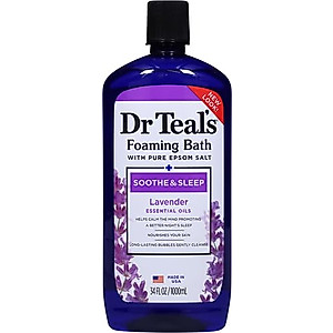 Dr Teal's Foaming Bath with Pure Epsom Salt, Soothe & Sleep with Lavender, 34 fl oz (Packaging May Vary)