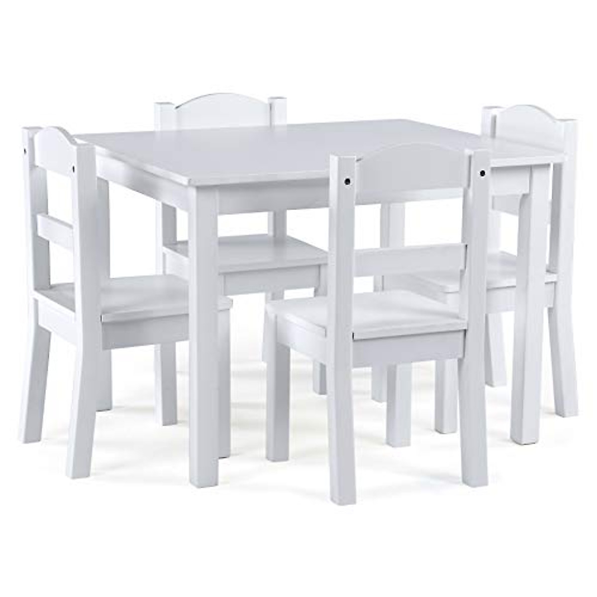 Humble Crew, White Kids Wood Table and 4 Chairs Set &, Grey/White Kids Book Rack Storage Bookshelf, 4 Tiers