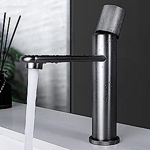 JBQ Bathroom Faucets Bathroom Sink Faucet Bathroom Vanity Faucet Brass Sink Faucet Hot and Cold Single Handle Countertop Mounted Toilet Unique Design Faucet (Color : Gun Grey S)