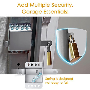 Garage Door Side Lock Latch - Security Slide Door Locks Hardware Kit Heavy Duty Inside Safety Door Replacement Deadlock Guard for Overhead Roll Up Shed Garage Doors, Add Extra Interior Secondary Lock