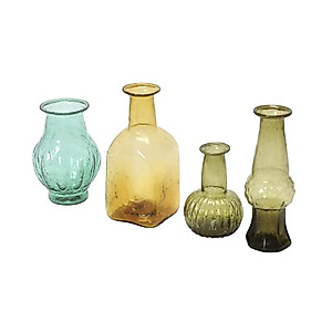 Creative Co-Op Hand Blown Glass Vases, Multicolor, Set of 4 Styles