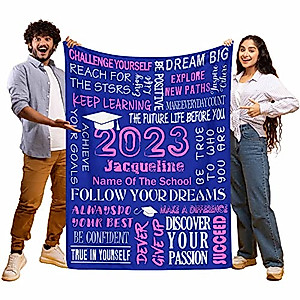 MyPupSocks Custom Graduation Throw Blanket Graduate Proud Best Wishes Keep Learning Black Fits Couch Sofa Bedroom for Birthday Christmas Graduation 60"x80"