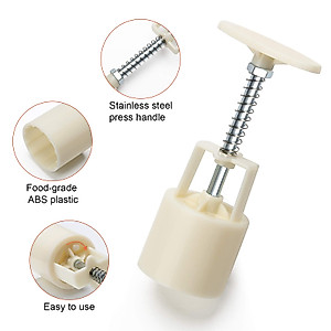 Moon Cake Mould 50g, Luxiv 12 PCS Pattern Hand-Pressure Mooncake Molds for Mid-Autumn DIY Pastry Tool 2 Sets with 6pcs Round Flower Mooncake Mode and 6 Pcs Square Pattern Mooncake Mould (White, 50g)