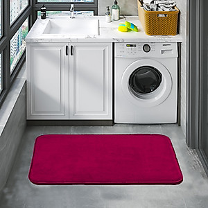 Red Bathroom Rugs Comfort Memory Foam 3 Piece Non-Slip Bath Mats, Absorbent Shaggy Rugs, Machine Wash, Perfect Plush Bathroom Mats, Bathroom Carpets Set with U-Shaped Toilet Bath Mats