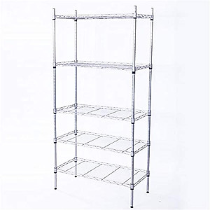 EEBUIHUI 5 Tier Adjustable Storage Shelf Metal Storage Rack Wire Shelving Unit Storage Shelves Metal for Pantry Closet Kitchen Laundry (Silver-5)