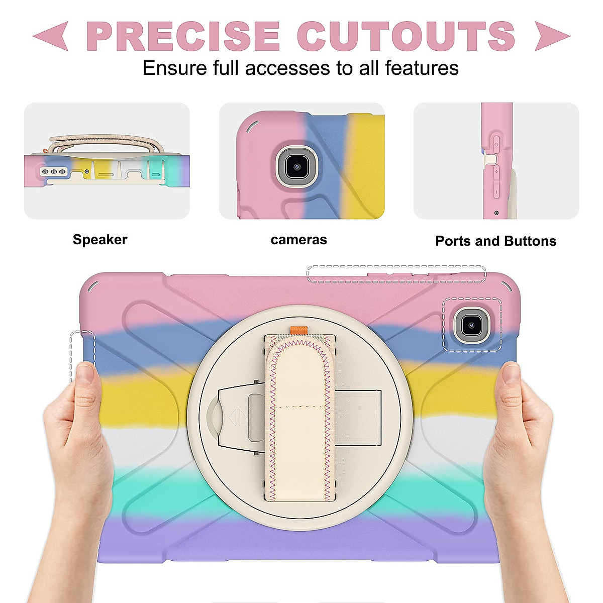 SIBEITU Case Compatible with Samsung Galaxy Tab A7 Lite 2021 with Screen Protector, 8.7 inch 3-Layer Durable Protective Case Cover W/Hand&Shoulder STRP for SM-T220/T225