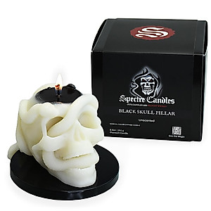 Scary Bleeding Skull Pillar - Color Changing Skull Pillar Candle (Black) - Bleeding Skull Pillar - Unscented - Boo Basket - Emo Gifts - Gothic Christmas Gifts for Women