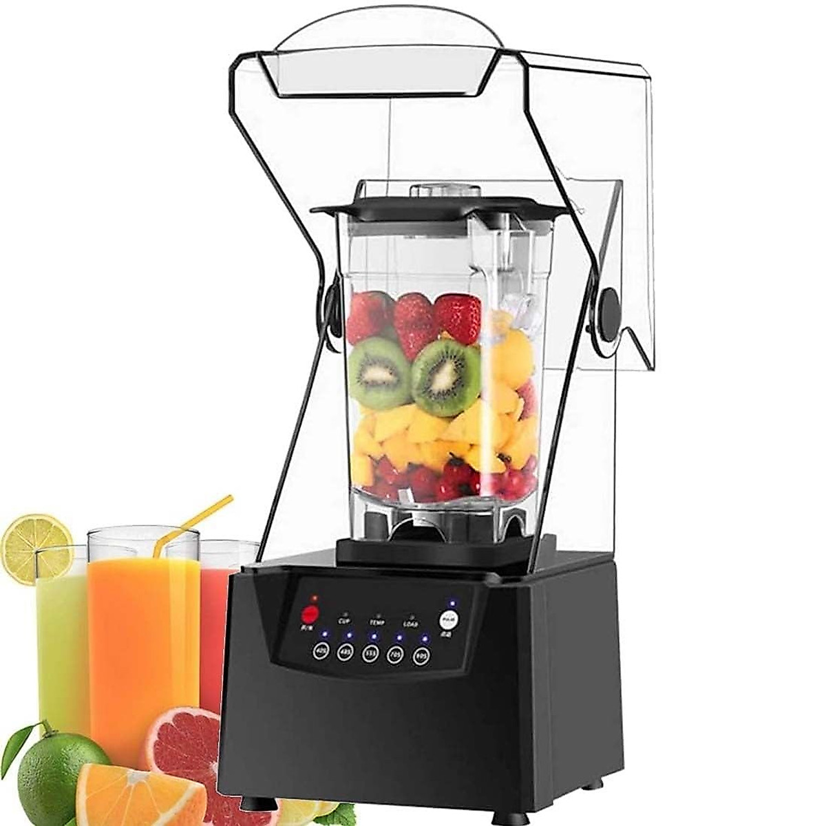 WHIPIN Blender Smoothie Maker, 2L Commercial Mixer Milkshake Smoothie Blender Machine for Shakes and Smoothies, Heavy Duty 2200W Stainless Steel Blade with Quiet Shield Sound Enclosure, 5 Presets