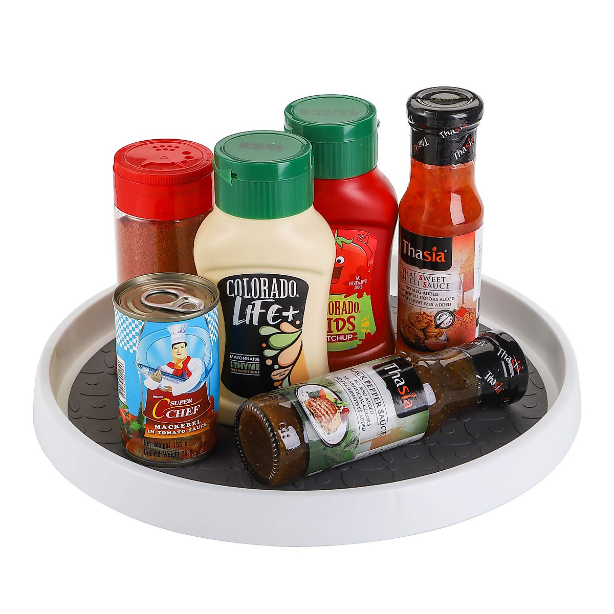 Bekith 2 Pack Non-Skid Pantry Cabinet Lazy Susan Turntable, 12-Inch Single Round Rotating Kitchen Spice Organizer for Cabinets, Pantry, Bathroom, Refrigerator, Gray