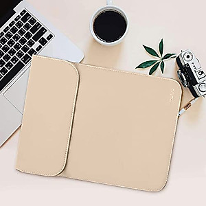 MOSISO Laptop Sleeve Compatible with MacBook Air 13 inch M2 A2681 M1 A2337 A2179 A1932/Pro 13 M2 M1 A2338 A2251 A2289 A2159 A1989 A1706 A1708, Faux Suede Leather Case with Small Bag, Apricot