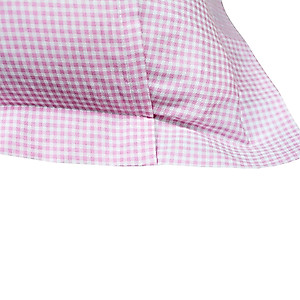 FADFAY Shabby Floral Duvet Cover Set Pink Grid Cotton Farmhouse Bedding with Hidden Zipper Closure 3 Pieces, 1duvet Cover & 2pillowcases,King/California King Size