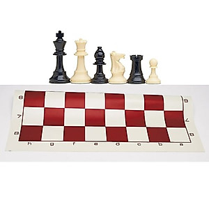 Best Value Tournament Chess Set 90% Plastic Filled Chess Pieces and Roll-Up Vinyl Chess Board