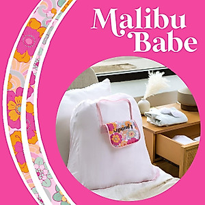 Miamica Malibu Babe Foldable Travel Laundry Bag, Pink Multicolor Flowers – Lightweight, Durable Design with Drawstring Closure, One Size