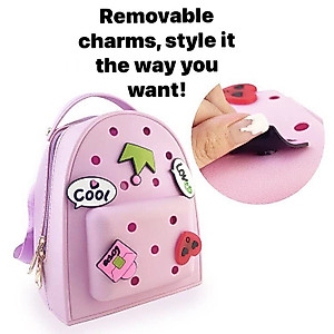 Happy Home Silicone Women Backpack With Charms-Small Travel Crossbody Bag Lightweight Durable Waterproof (Light Purple)