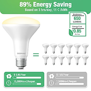 DEGNJU 12 Pack BR30 LED Recessed Light Bulb, Dimmable Indoor Flood Light Bulbs CRI80 7W Equivalent 65W 2700K Soft White 650 Lumens, 15000 Lifetime Hours E26 Base LED Can Light Bulb, Flicker-Free