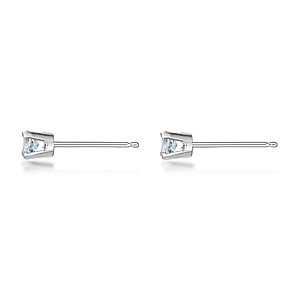 1/10 Carat Blue Aquamarine Round Stud Earrings for Women I 14k White Gold Earrings I 3mm March Birthstone 4-Prong Setting I Push Back Studs by Lavari Jewelers