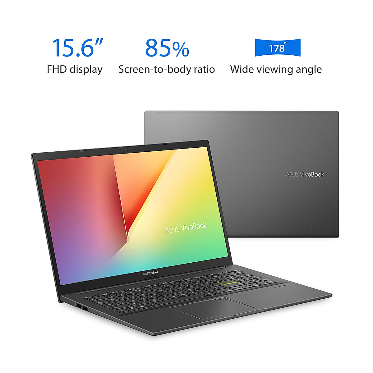 ASUS VivoBook 15 S513 Thin and Light Laptop, 15.6” FHD Display, AMD Ryzen 5 5500U Processor, Radeon graphics, 8GB DDR4 RAM, 512GB PCIe SSD, Fingerprint, Windows 10 Home, Indie Black, S513UA-DS51