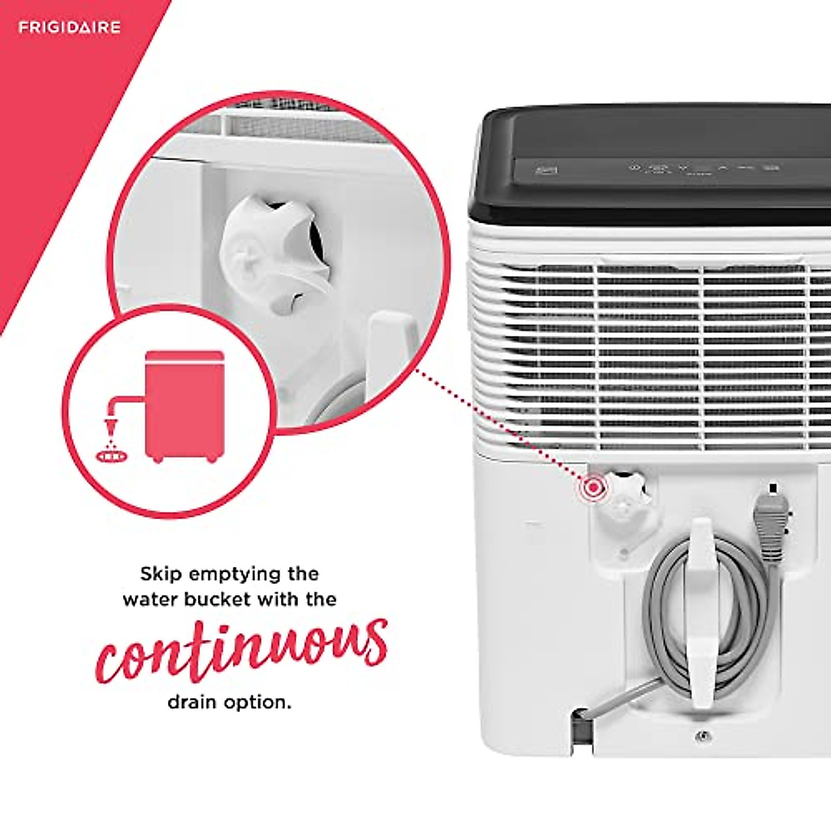 Frigidaire FFAD2233W1 Dehumidifier, Low Humidity 22 Pint Capacity with a Easy-to-Clean Washable Filter and Custom Humidity Control for maximized comfort, in White