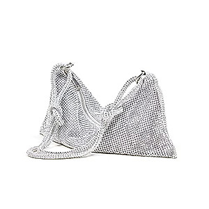 Women Rhinestone Handbag Chic Evening Purse Shiny Hobo bags Silver